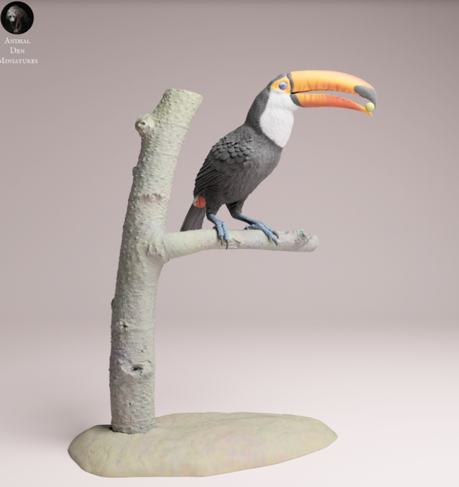 Tukan sitzt auf Ast von Animals den miniatures – Alica and Mad Designs